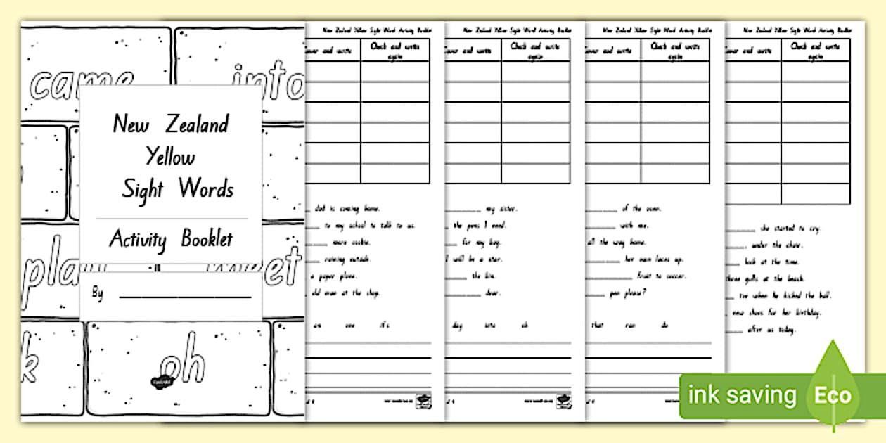 New Zealand Yellow Sight Word Activity Booklet