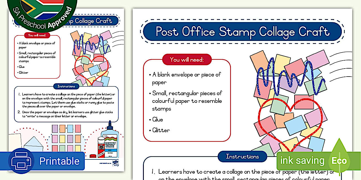 Post Office Stamp Collage Craft (teacher made) - Twinkl