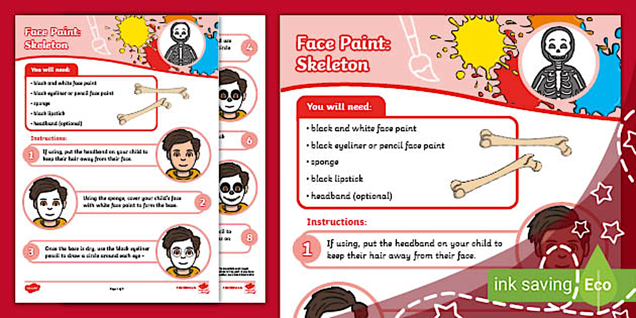 Face Paint - Skeleton (teacher made) - Twinkl