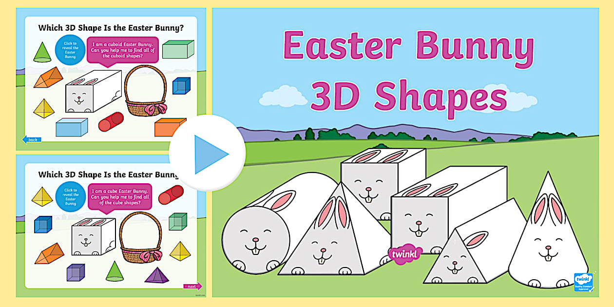 Easter Bunny 3D Shapes PowerPoint - Twinkl