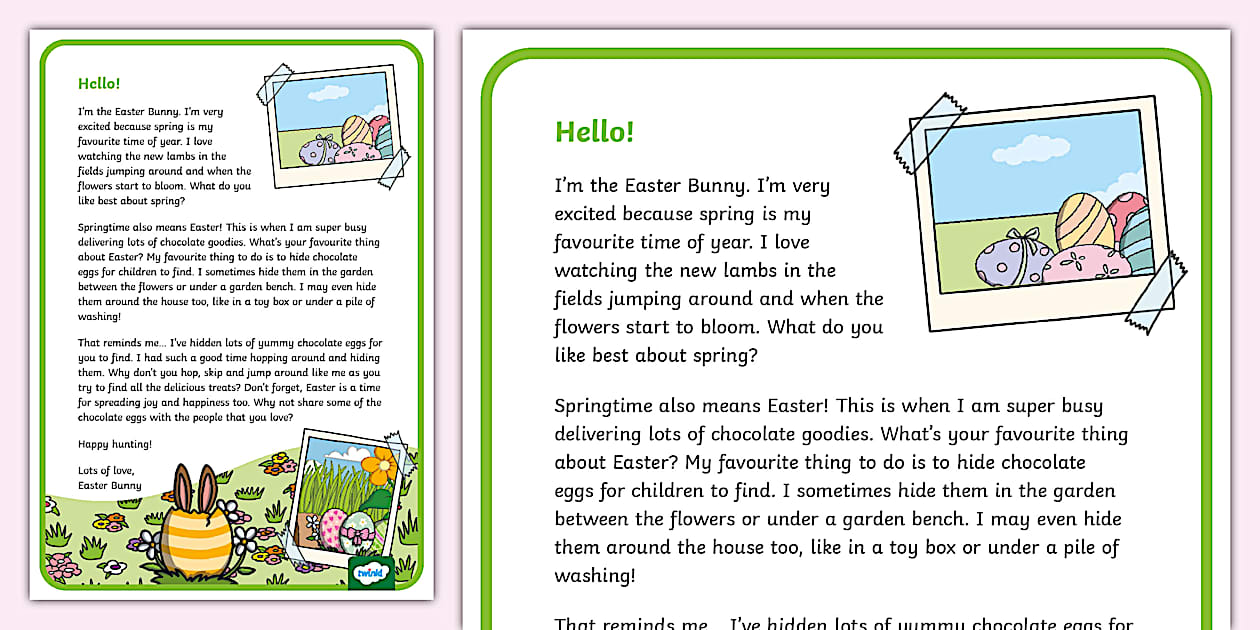 Editable Letter from the Easter Bunny - Twinkl - KS1