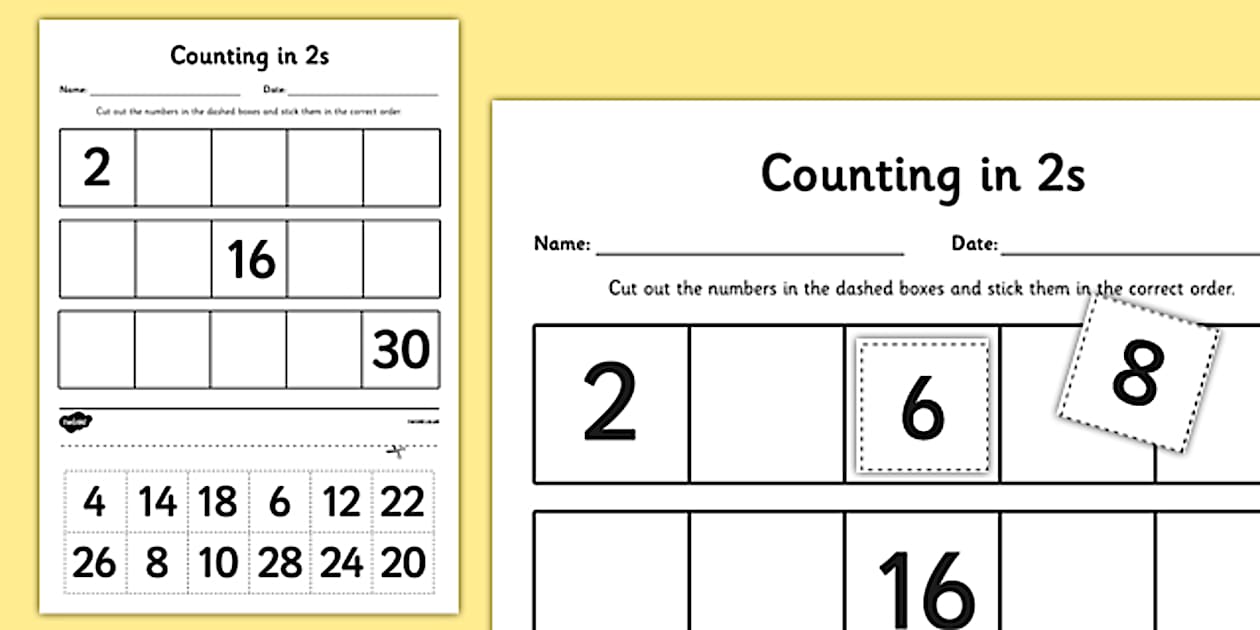 Skip Counting by 2 Cut and Paste Activity | K-2 | Twinkl