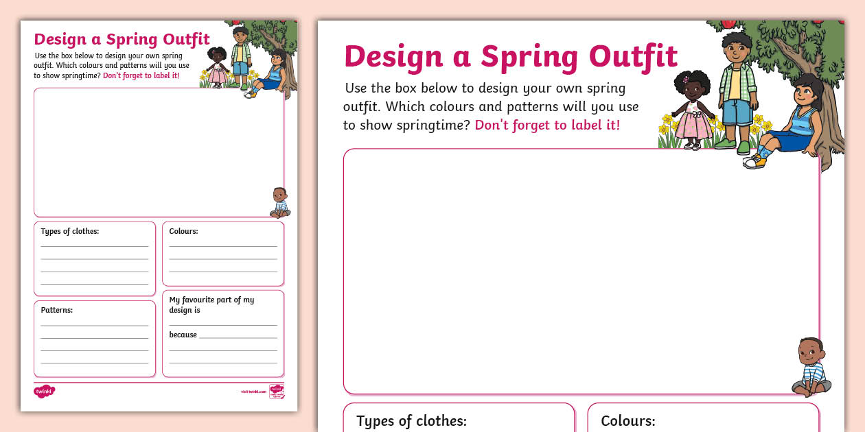 KS1 Design a Spring Outfit Worksheet Twinkl - Twinkl