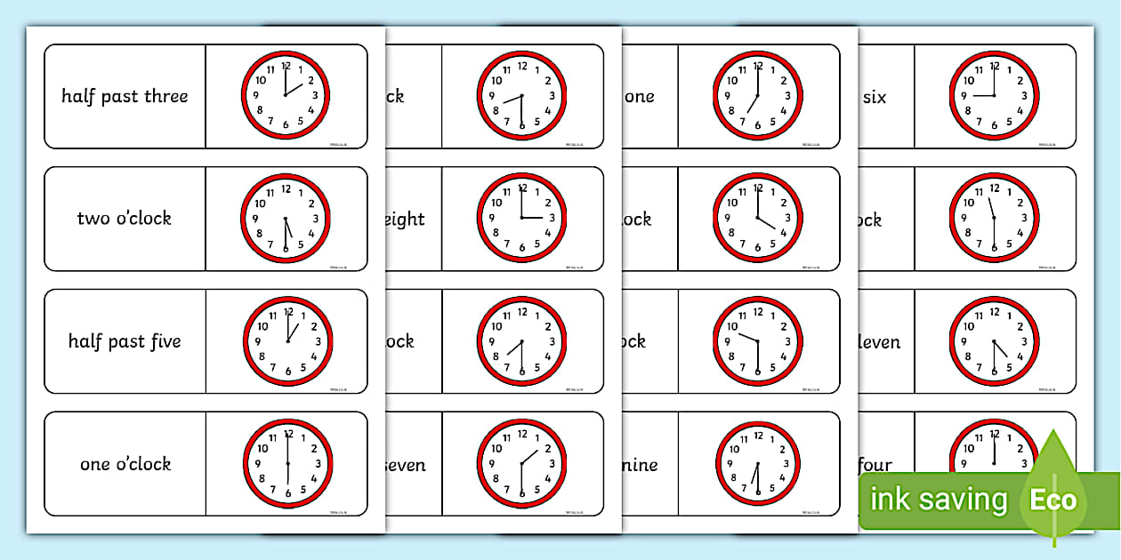 👉 O'Clock and Half Past Dominoes - Maths - KS1 - Twinkl