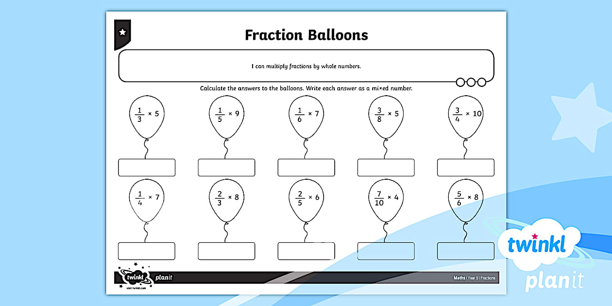 PlanIt Maths Y5 Fractions Multiply Fractions Home Learning Tasks
