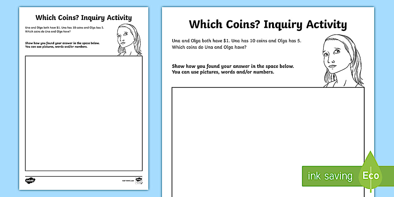 Which Coins? $1 Inquiry Worksheet / Worksheet - Twinkl