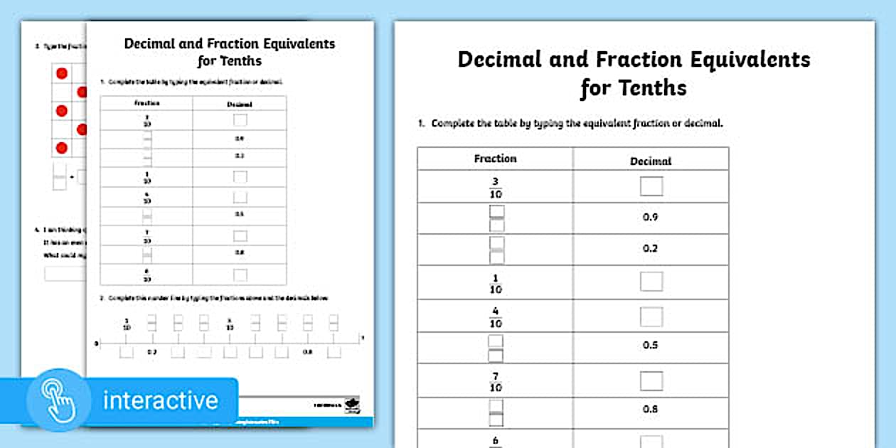 👉 Digital PDF Supports White Rose Maths Y4 Tenths as Decimals