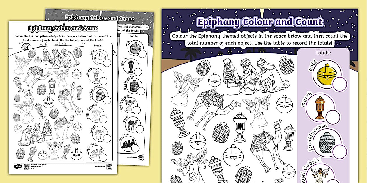 👉 Epiphany Colour and Count Worksheet (Teacher-Made)