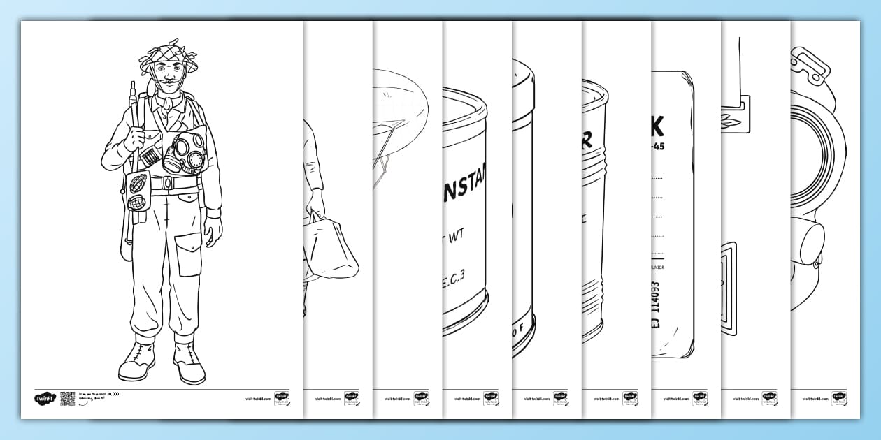 World War Two Colouring Sheets - Teaching Resource - Twinkl