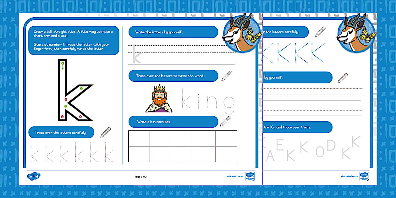 Grade 1 Letter Formation Mats - Kk (teacher made) - Twinkl