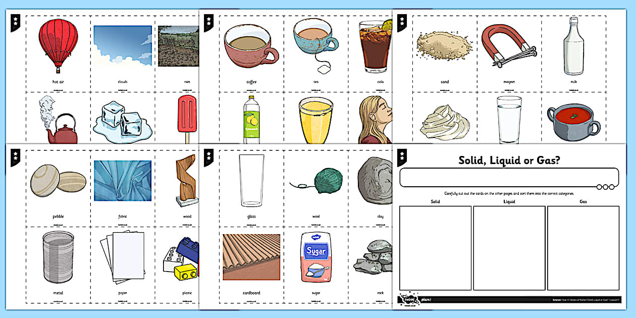 Editable Solid, Liquid and Gases KS2 Sorting Activity