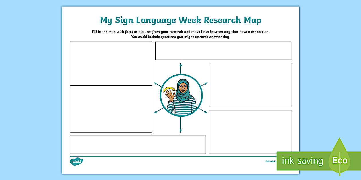 Editable Sign Language Week Research Map (teacher made)
