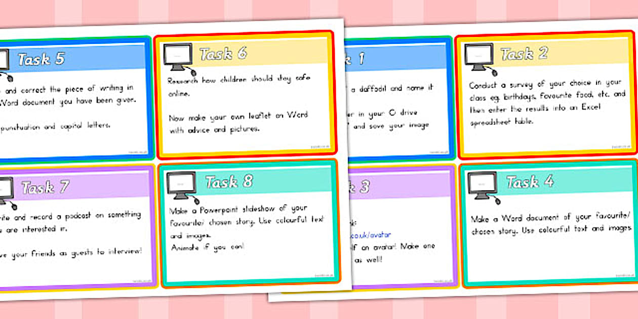 General ICT Task Cards (teacher made) - Twinkl
