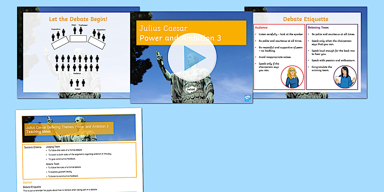 GCSE Julius Caesar Debating Themes Power and Ambition Lesson 3 Lesson Pack