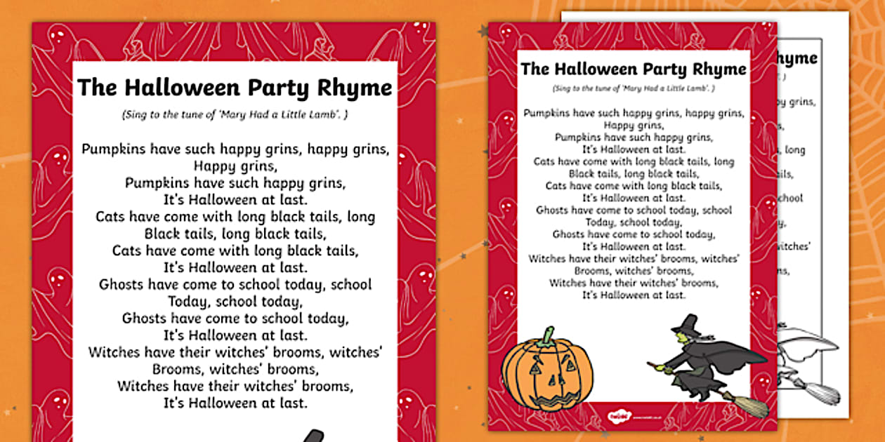 Black and White The Halloween Party Rhyme | Halloween Rhymes