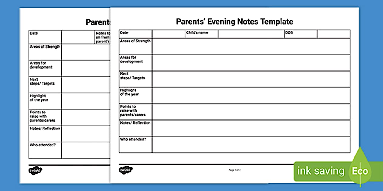 Parents Evening Record (teacher made) - Twinkl
