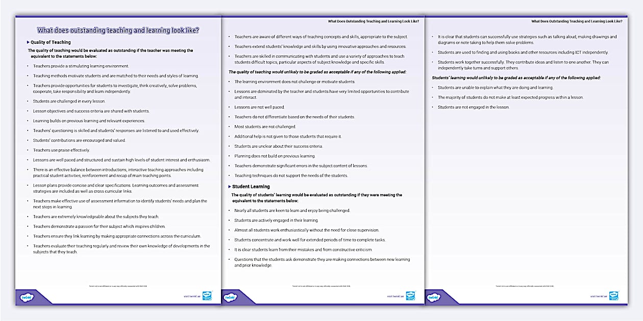 RAK DOK - What does outstanding teaching and learning look like?