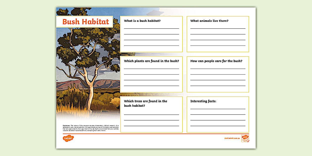 Bush Habitat Fact File Template (Teacher-Made) - Twinkl