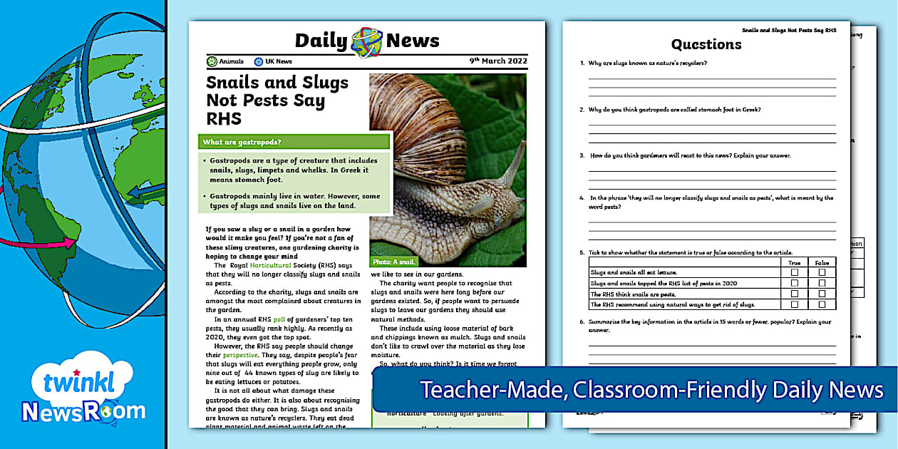 Daily NewsRoom Article - Snails and Slugs Not Pests Say RHS