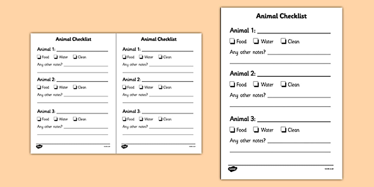 Noah's Ark Role Play Animal Checklist (teacher made)