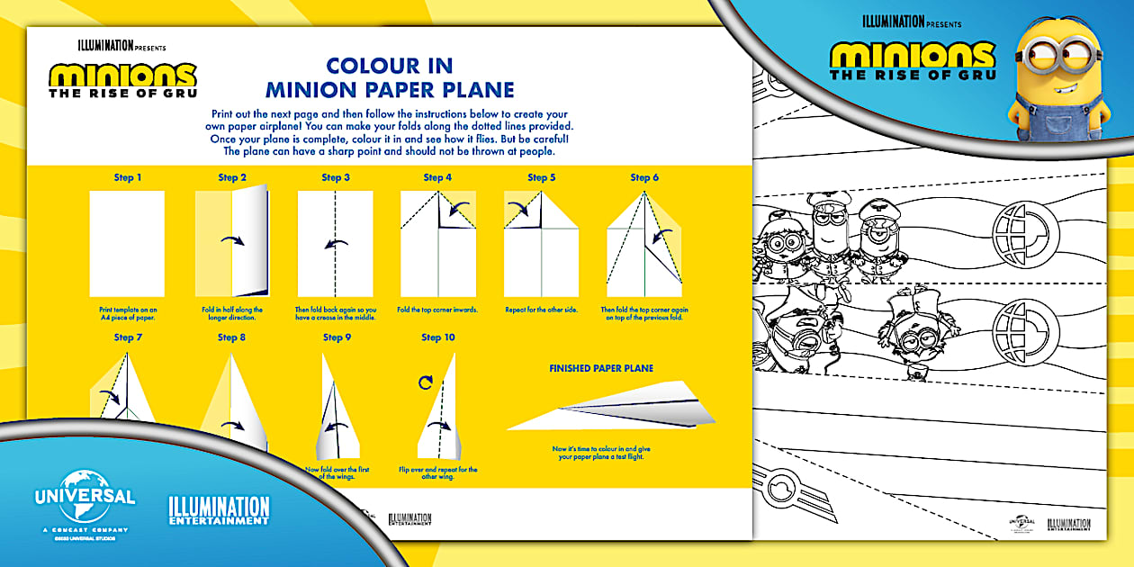 FREE! - Minions Paper Craft | Paper Plane | Universal Studios