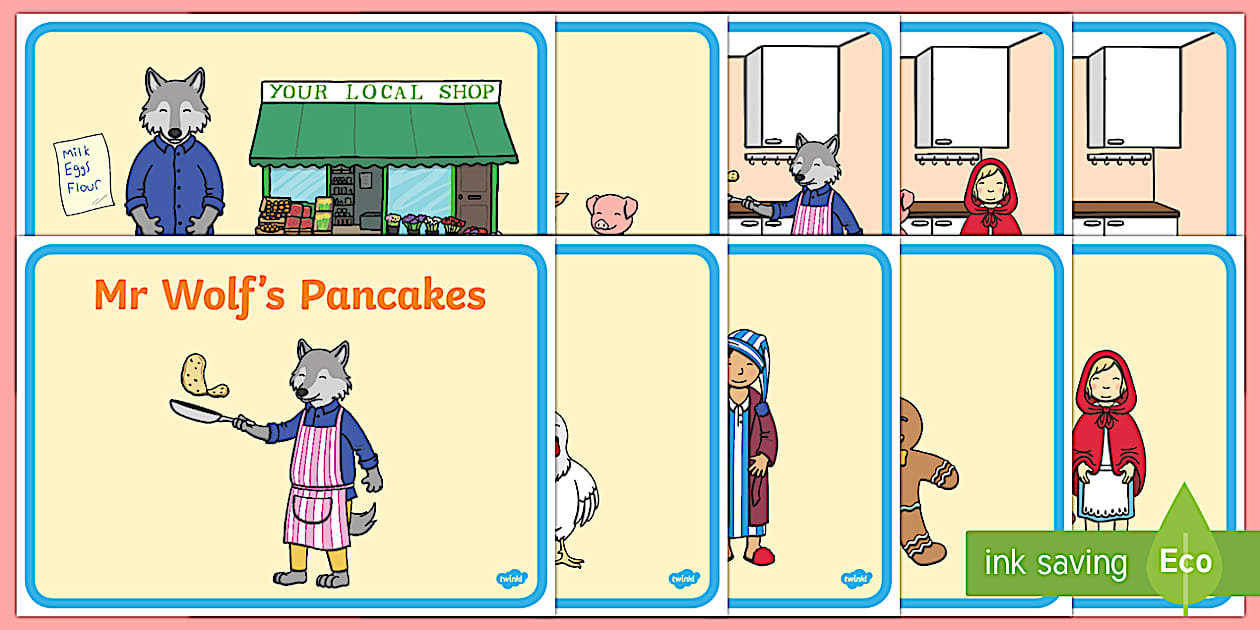 Short Story Sequencing to Support Teaching on Mr Wolf's Pancakes - mr wolfs