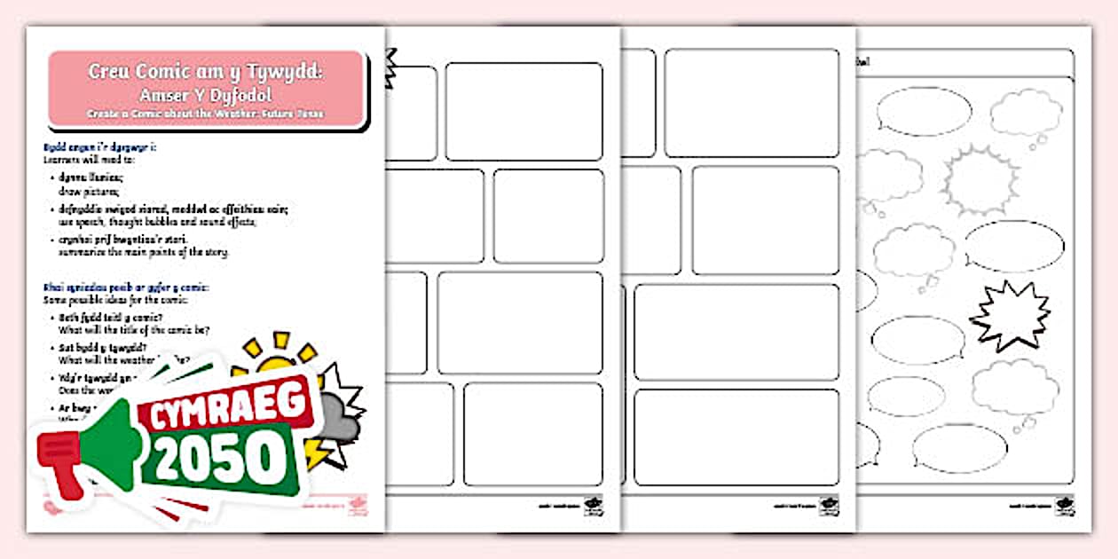 Learn Welsh: Templed Bwrdd Stori Gwag y Tywydd: Amser y Dyfodol/Future ...