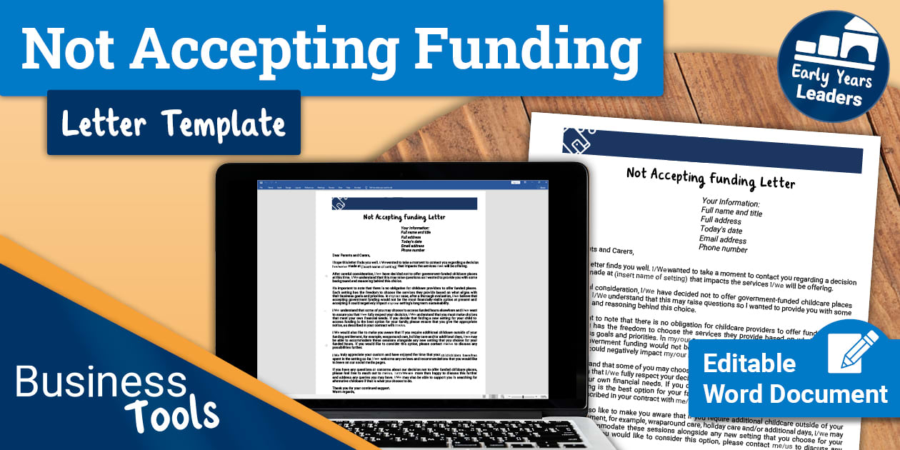 Not Accepting Funding Letter Template | Early Years Settings