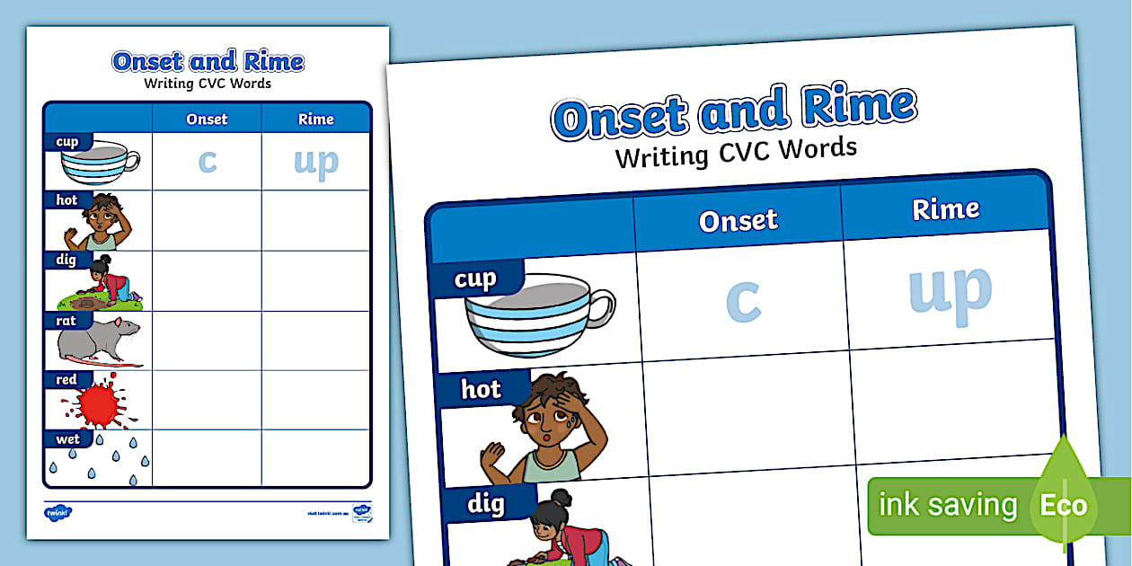 Onset and Rime Writing CVC Activity (teacher made) - Twinkl