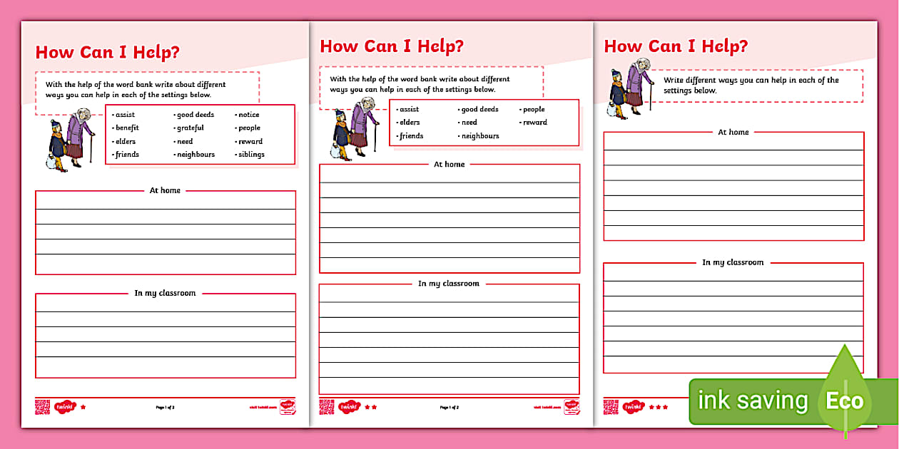 Helping Others Worksheets For Students - Twinkl