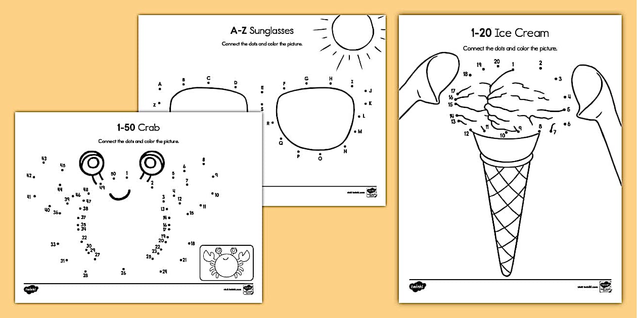 Summer Connect the Dots Worksheets for Kids | Twinkl USA