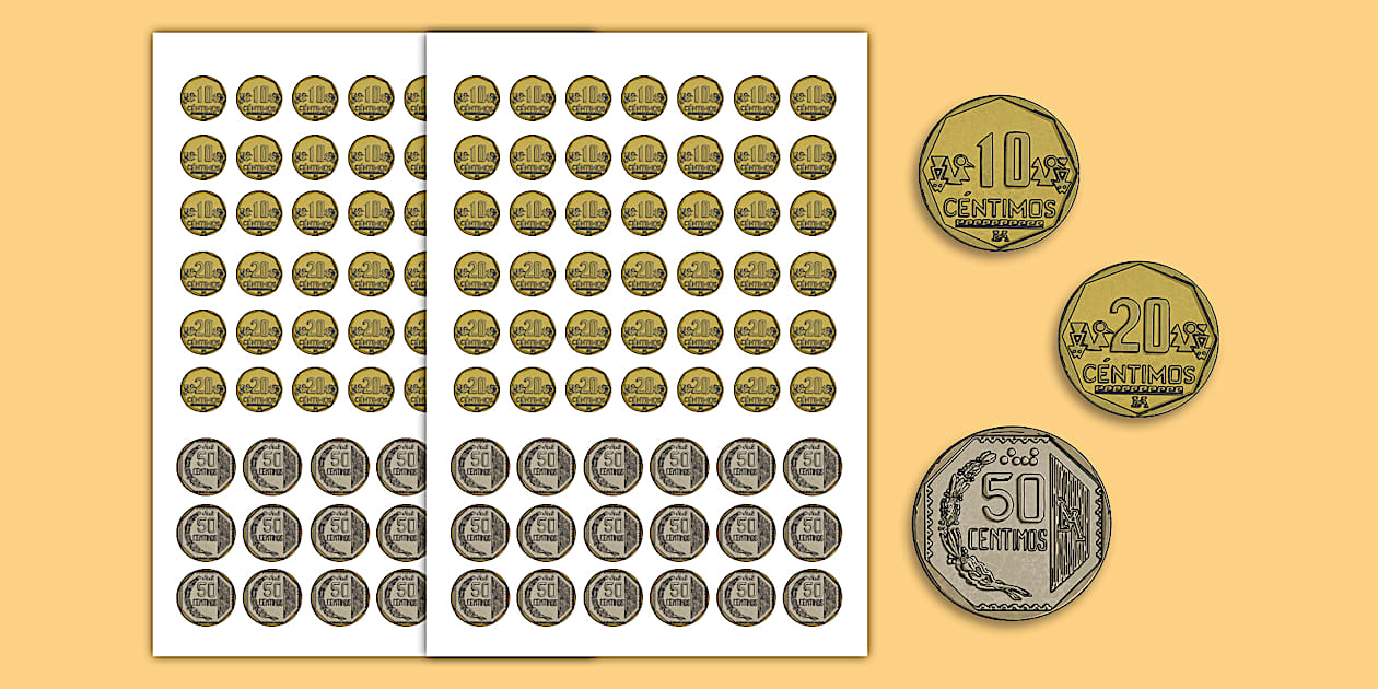 Céntimos peruanos para imprimir (teacher made) - Twinkl