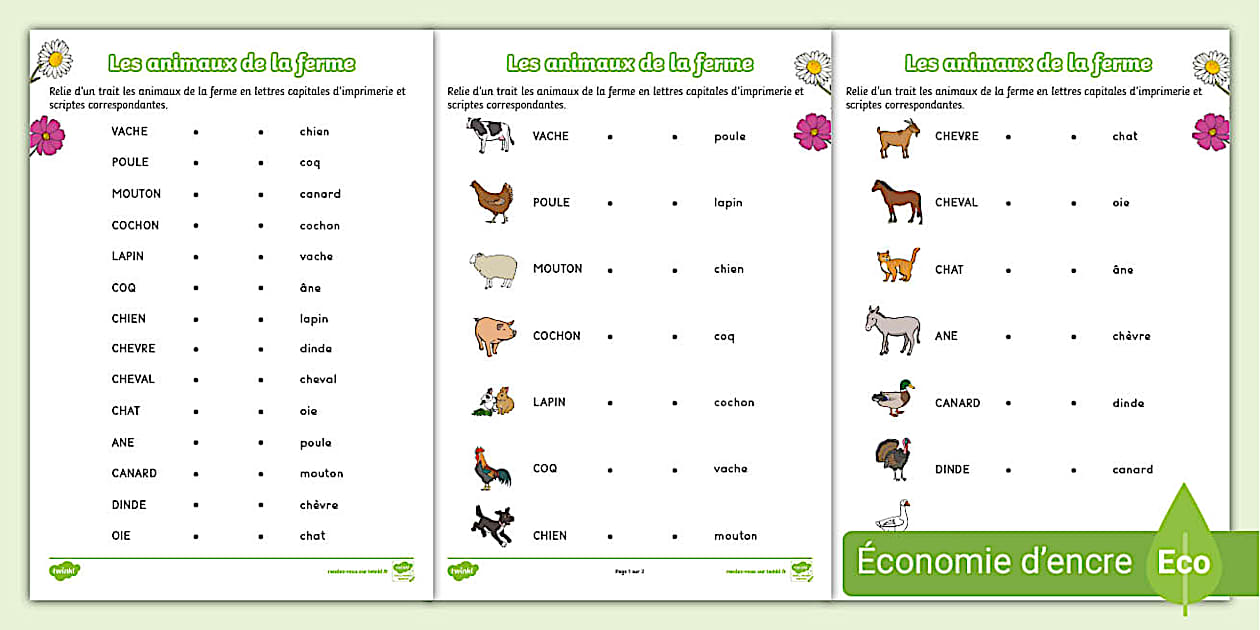 Animaux De La Ferme En Lettres Capitales Et Scriptes