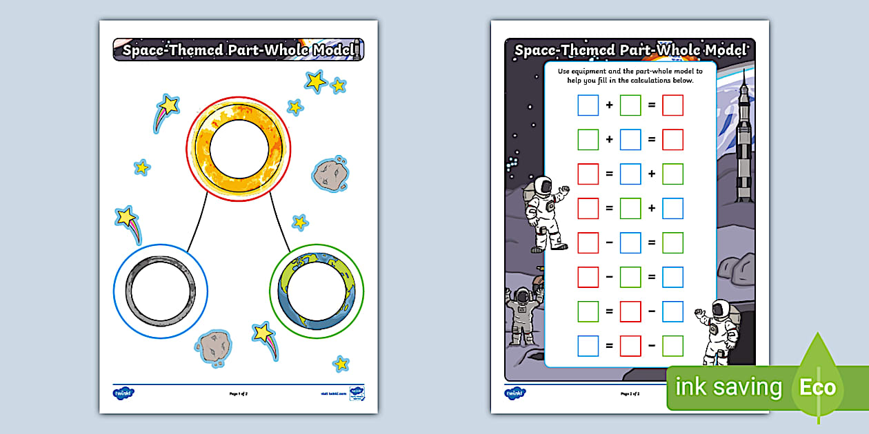 👉 Space-Themed Part-Whole Model Template and Worksheet - Twinkl