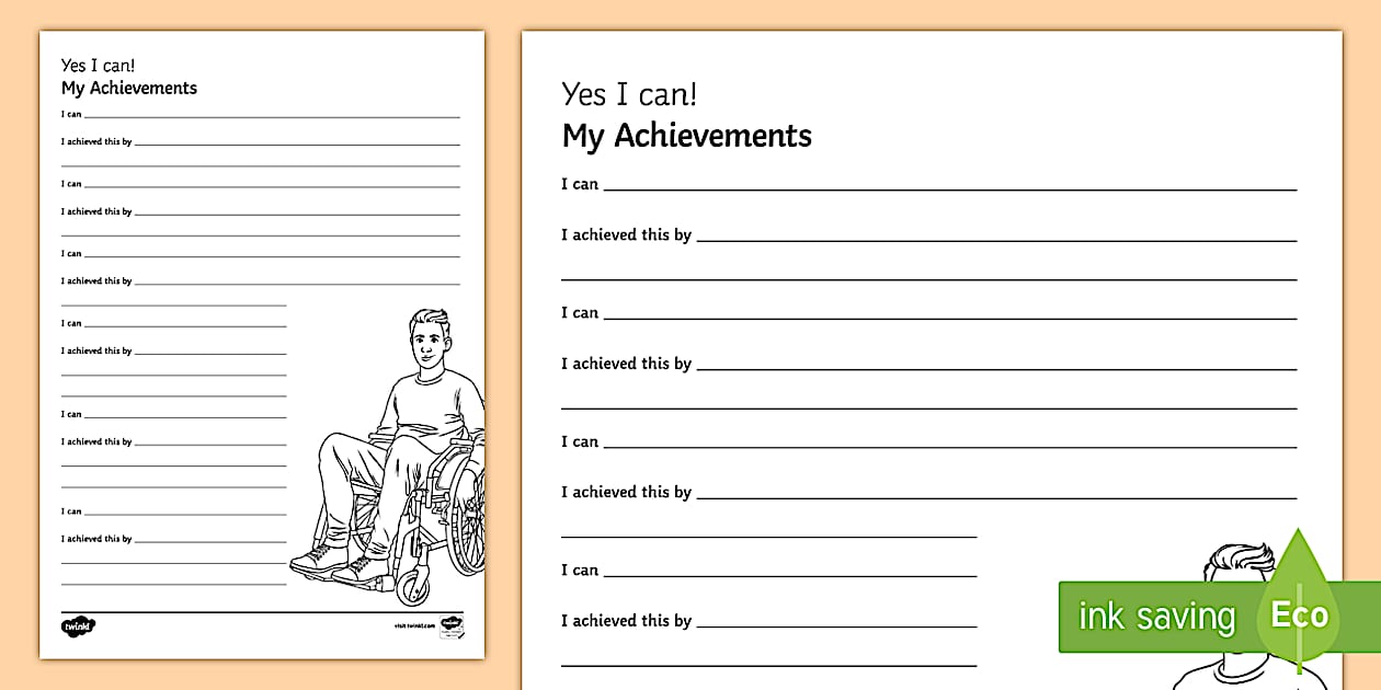 Yes I Can! Worksheet / Worksheet - Twinkl