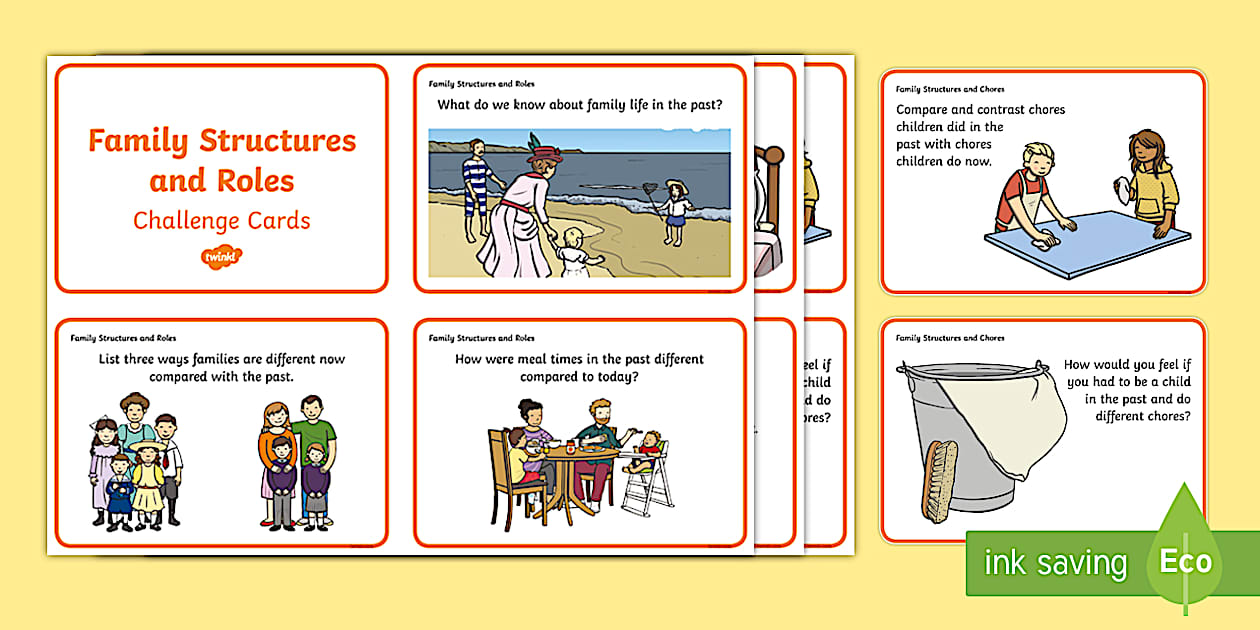TAS Year 1 Family Structures and Chores Challenge Cards