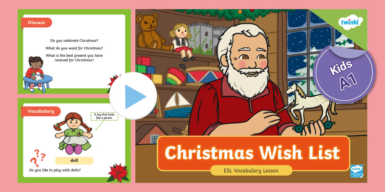 Twinkl ESL Christmas Wish List Vocabulary (Teacher-Made)