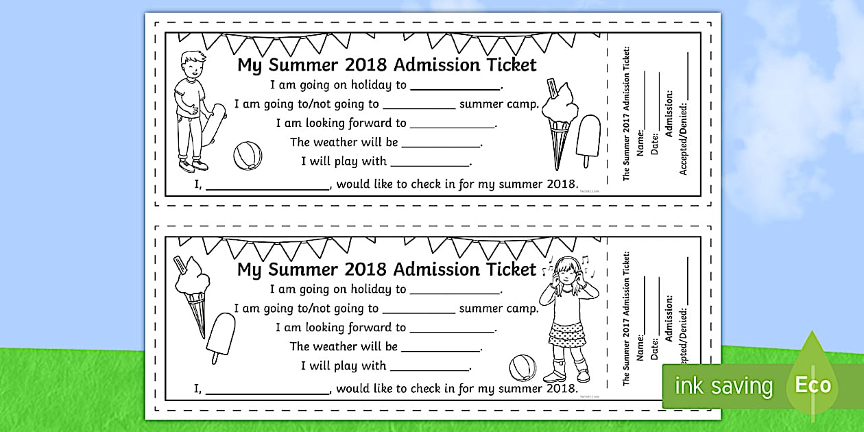 My Summer 2018 Admission Ticket (teacher made) - Twinkl