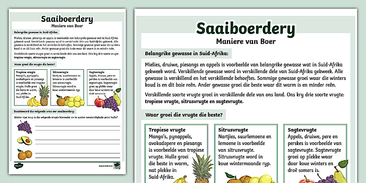 Maniere om te boer - Saaiboerdery - Aktiwiteit - Twinkl