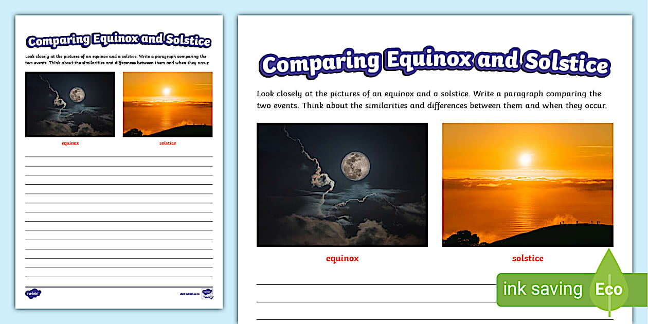 Comparing Equinox and Solstice Worksheet (teacher made)