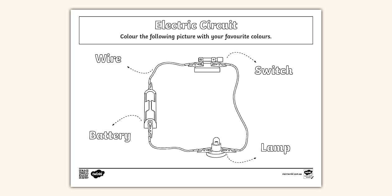 Electric Circuit Colouring Sheet (Teacher-Made) - Twinkl