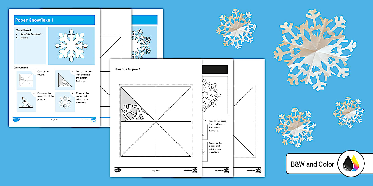 Paper Snowflake Craft Templates (teacher made) - Twinkl