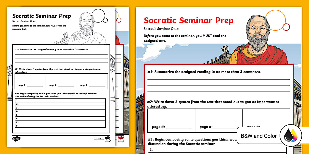 Socratic Seminar Student Preparation Sheet for 6th-8th Grade