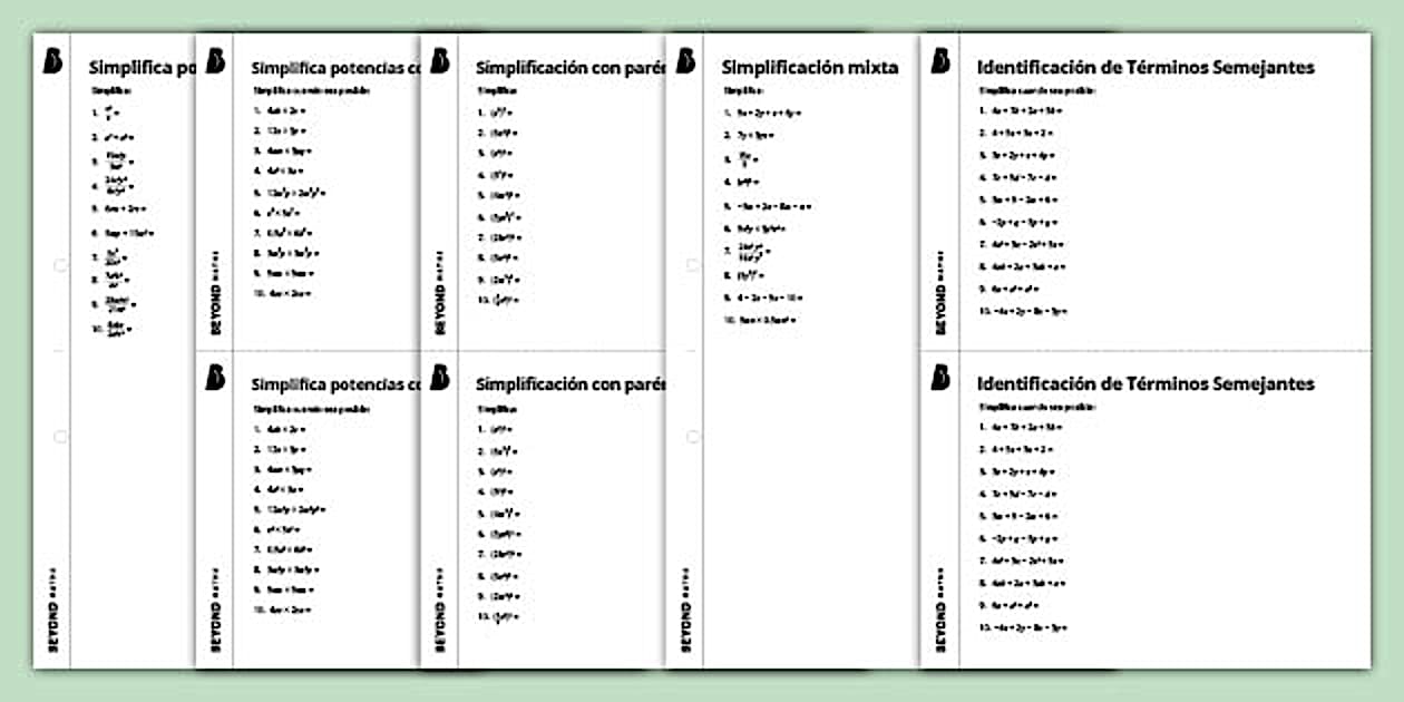 Simplificación de expresiones algebraicas - Twinkl Colombia