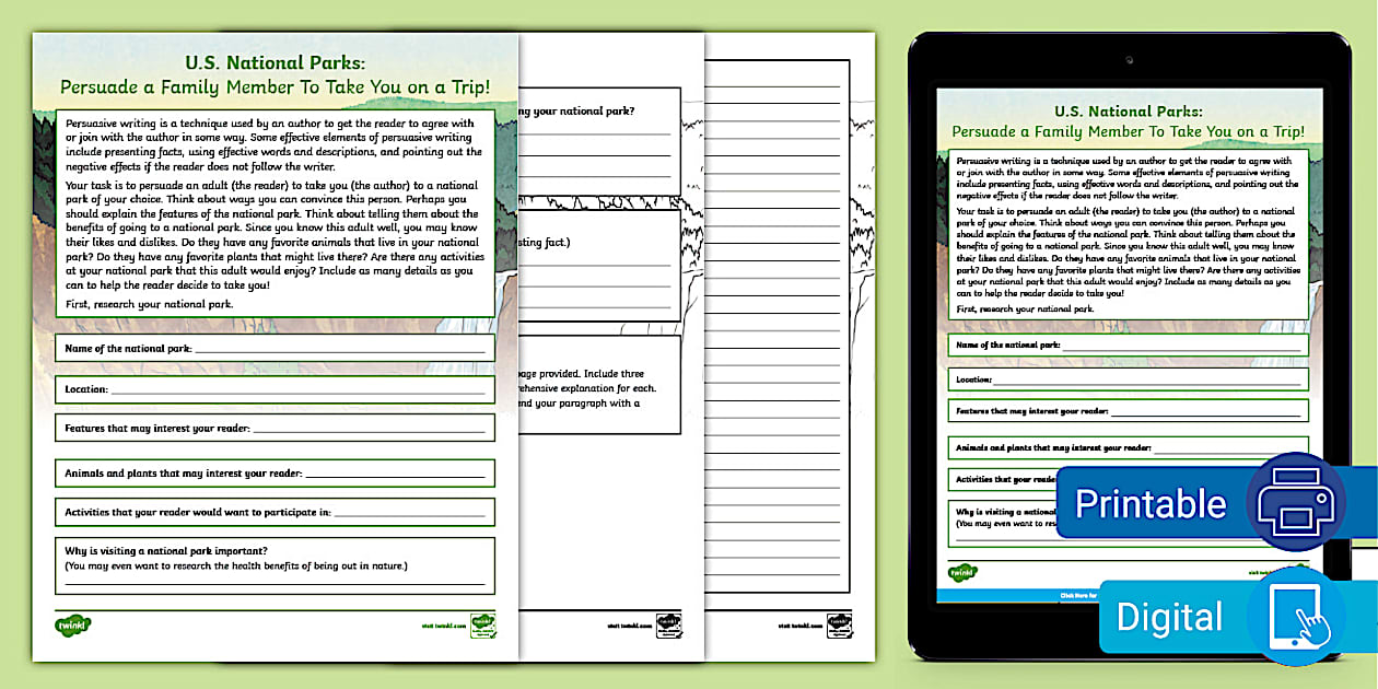 U.S. National Parks Writing Challenge | Twinkl USA