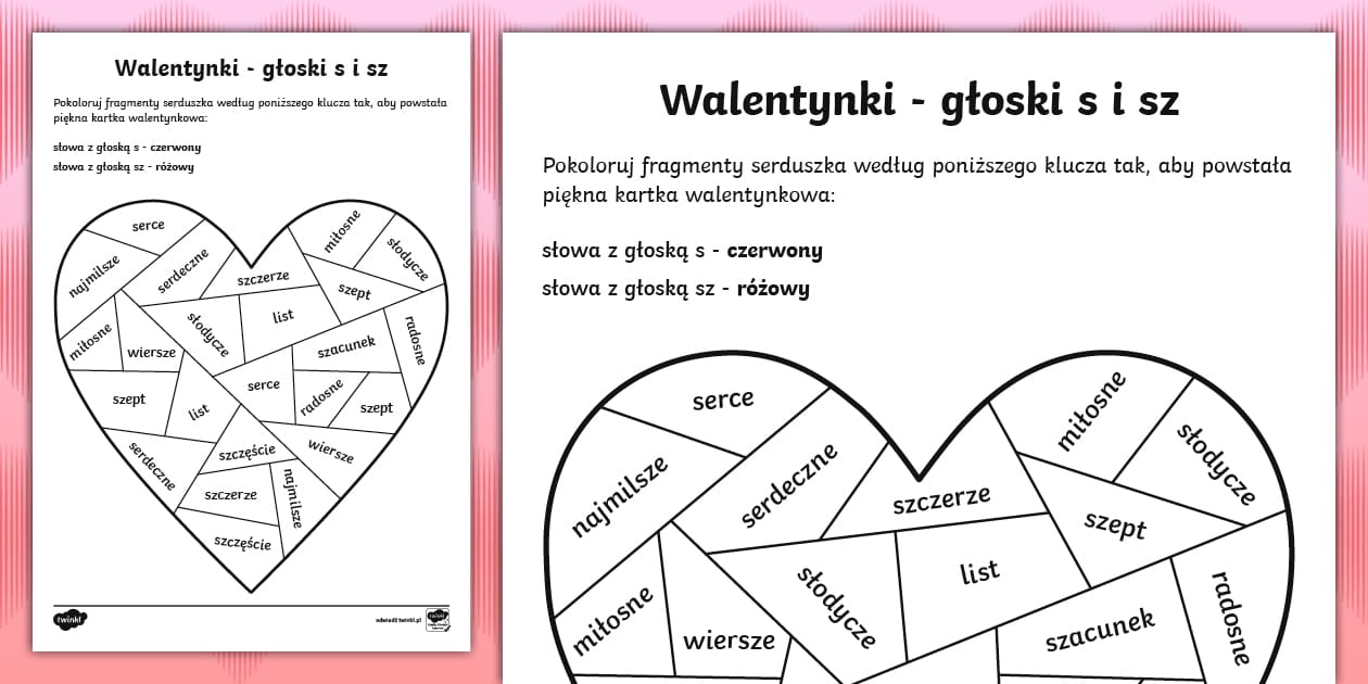 Walentynki | Głoski s i sz | Logopedia (teacher made)