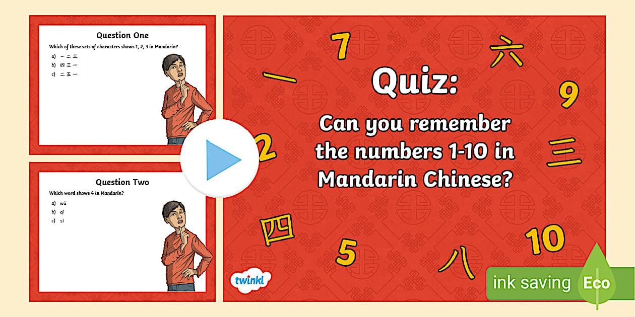 Mandarin Numbers 1-10 Quiz Powerpoint | Chinese Numbers Quiz