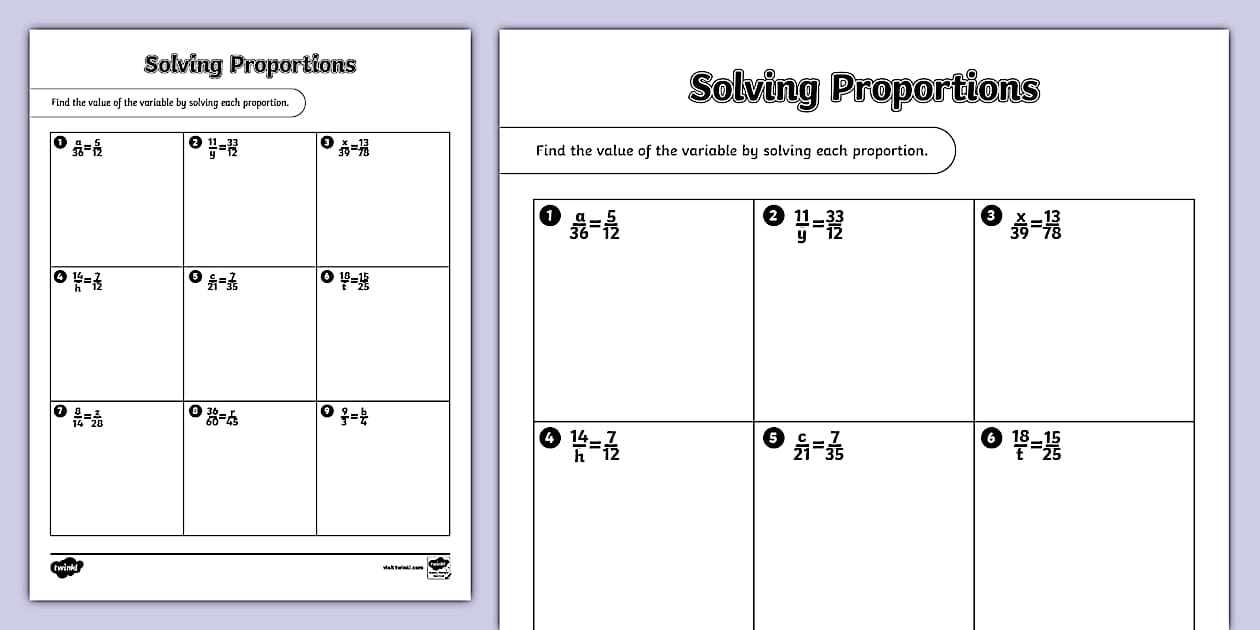 Solving Proportions Worksheet | Math | Twinkl USA - Twinkl
