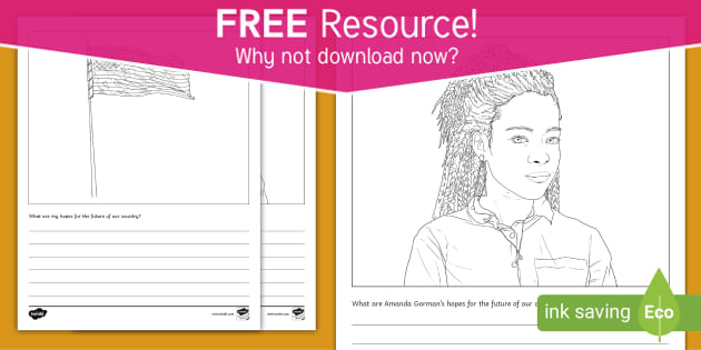 Amanda Gorman Color and Respond Activity: ELA Social Studies