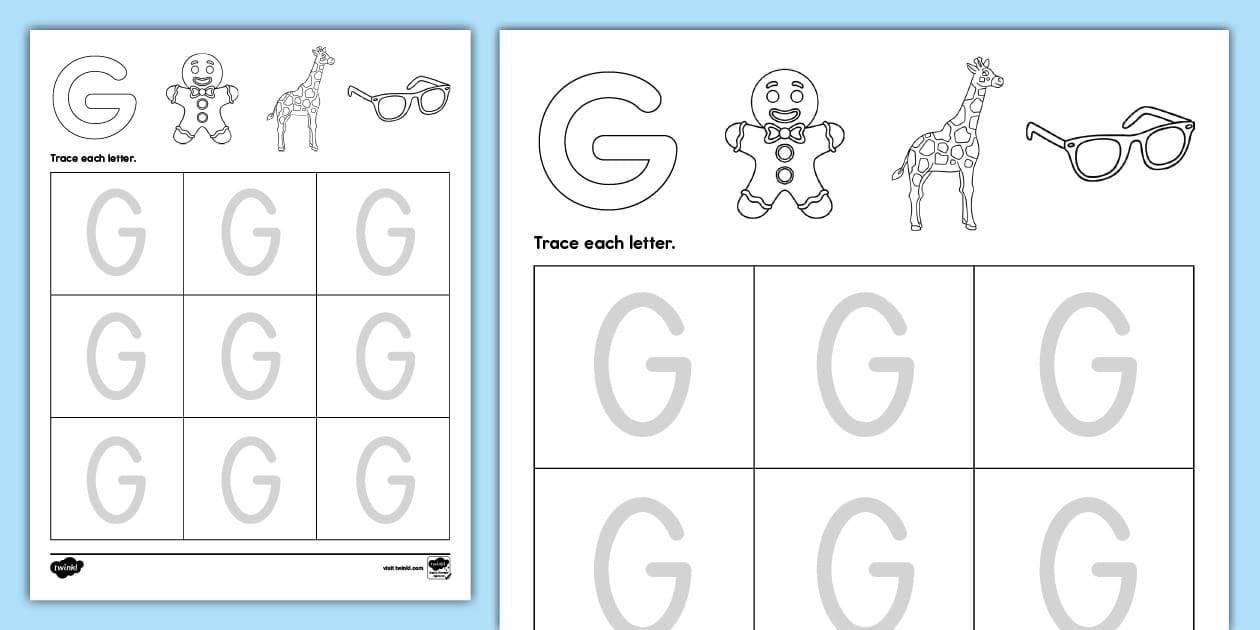 Uppercase Letter G Tracing Worksheet for PreK-K - Twinkl